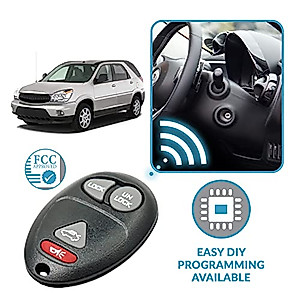 Keyless2Go Replacement for Keyless Entry Car Key Fob Vehicles That Use 4 Button L2C0007T 10335582-88 Remote, Self-programming