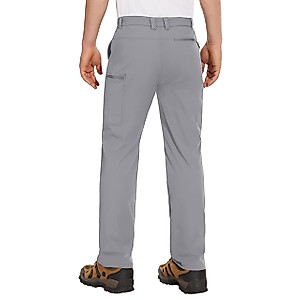 MAGCOMSEN Summer Pants for Men Hiking Water Resistant Lightweight Fishing Camping Pants Light Grey