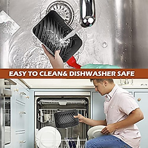 2Pcs Air Fryer Silicone Liners for Ninja Dual Air Fryer, Non-Stick Air Fryer Basket Accessories for Ninja DZ201/ DZ401 8-10 QT, Reusable Silicone Air Fryer Liners for Ninja Foodi