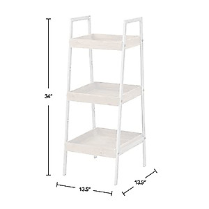 FirsTime & Co. Silver and Brown Garner 3-Tier Storage Shelf for Living Room, Bedroom, Bathroom, Kitchen, Home Office, Metal and Wood, Farmhouse, 13.5 x 13.5 x 34 inches