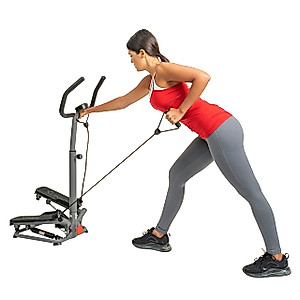 Sunny Health & Fitness Handlebar Fitness Step Machine with Resistance Bands - SF-S020065