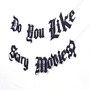 Do You Like Scary Movies? Old English Goth Banner, Gothic Blackletter Garland, Horror Movie Night Decoration, Scream Party (Do You Like Scary Movies)