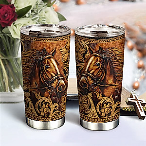 64HYDRO 20oz Horse Gifts for Girls, Women, Men, Country Gifts, Best Gifts for Horse Lovers, Valentines Day Gifts for Him, Her, Equestrian Gifts, Horse Tumbler Cup, Insulated Travel Coffee Mug with Lid