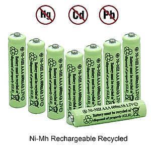 QBLPOWER Solar Light Batteries AAA Triple A NIMH 600mAh 1.2V Rechargeable for Garden Lights Remotes Mice(8Pcs)
