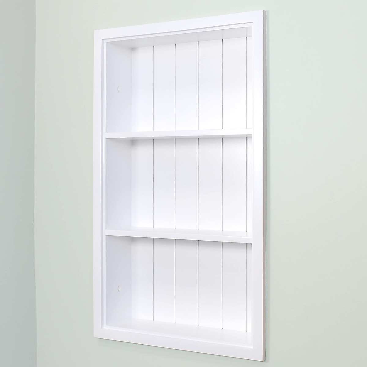 Fox Hollow Furnishings 14x24 Sloane Recessed Wall Niche Medicine Cabinet Replacement, in The Wall Bathroom Cabinet Insert Shelf/Shelves, Made in North America, Real Wood, NO MDF, White Beadboard Back