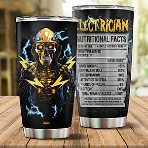 WONWIX Tumbler Gifts for Electrician Men Women 20oz Stainless Steel Insulated Travel Mug Coffee Cup Thermos Electricians Gift for Dad Mom Husband Wife Christmas Birthday Valentine Mothers Fathers Day