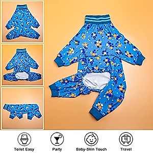 LovinPet Large Dog Pajamas, Base Layer Dog Pjs Under Dog Sweater, UV & Post Operative Protection High Collar Dog Jumpsuit, Stretchy Baby Bouquets Dusk Prints Large Dog Jammies XL