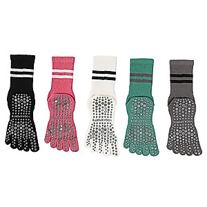 PIGOLDOG Yoga Socks For Women,Full Toe Non Slip Skid Socks,Mid-Calf Socks Socks for Yoga, Barre, Pilates, Dance, Ballet 1Pair (Pink)