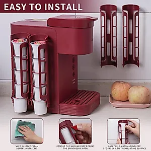 STORAGENIE Coffee Pod Holder for Kerig Kcup, Side Mount K Cup Storage, Coffee Pod Organizer, Perfect for Small Counters (2 Pack| For 10 K Cups,Red)