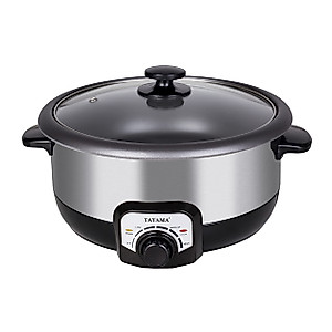 Tayama TMC-130SB 3 Qt. Electric Non-Stick Hot Pot Multi-Cooker with Steamer and Glass Lid, Black