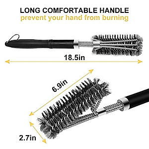 Stainless Grill Brush and Scraper - 2 Pieces of Barbecue Set, Include a Strong and Safe Bristle BBQ Cleaning Brush and a Firm Bristle-Free Brush with a Durable Scraper