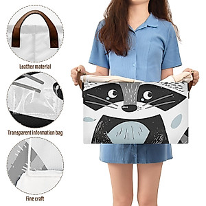 PDZRMY Open Storage Bin Cut Raccoon Large Foldable Storage Box Storage Basket Organizer Bins with Leather Handles for Shelf Closet Bedroom Living Room Office Home 1 Pack