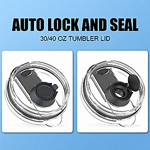 Sursip Replacement Screw Lid for 30/40/50 oz Stainless Steel Insulated Tumbler, Fit for 4 inch Wide Mouth Travel Coffee Cup Mug (Transparent)