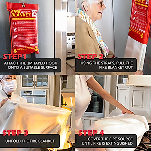 72 HRS Fiberglass Fire Blanket - Fire Blanket for Home, Kitchen Fire Blanket | Fire Extinguishers Home | Essential Fire Safety Tool, Emergency Fire Blanket | (1PC, 47"x47")