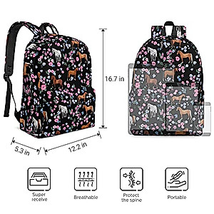 Horse Backpacks for Girls, 17 Inch School Backpack, Lightweight Bookbags for Girls, Large Capacity Book Bags for Kids, Casual Daypack with 15 Inch Laptop Compartment for College, Office or Travel