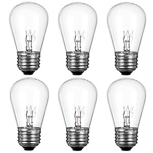 S14 Replacement Light Bulbs for String Lights, 11 Watt E26 Medium Standard Base, S14 Clear Glass Bulbs, Edison Bulb String Lights Bulbs for Outdoor Patio Garden Vintage String Lights(6 pack)
