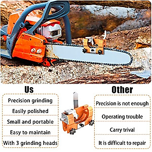 Lair Coo Chainsaw Sharpener, Easy Chainsaw Sharpening Jig Portable Crank Chainsaw Sharpener Tool Made of Carbide Bits, Chainsaw Chain Sharpening Jig Kits for All Chain Saws and Electric Saws (Yellow)