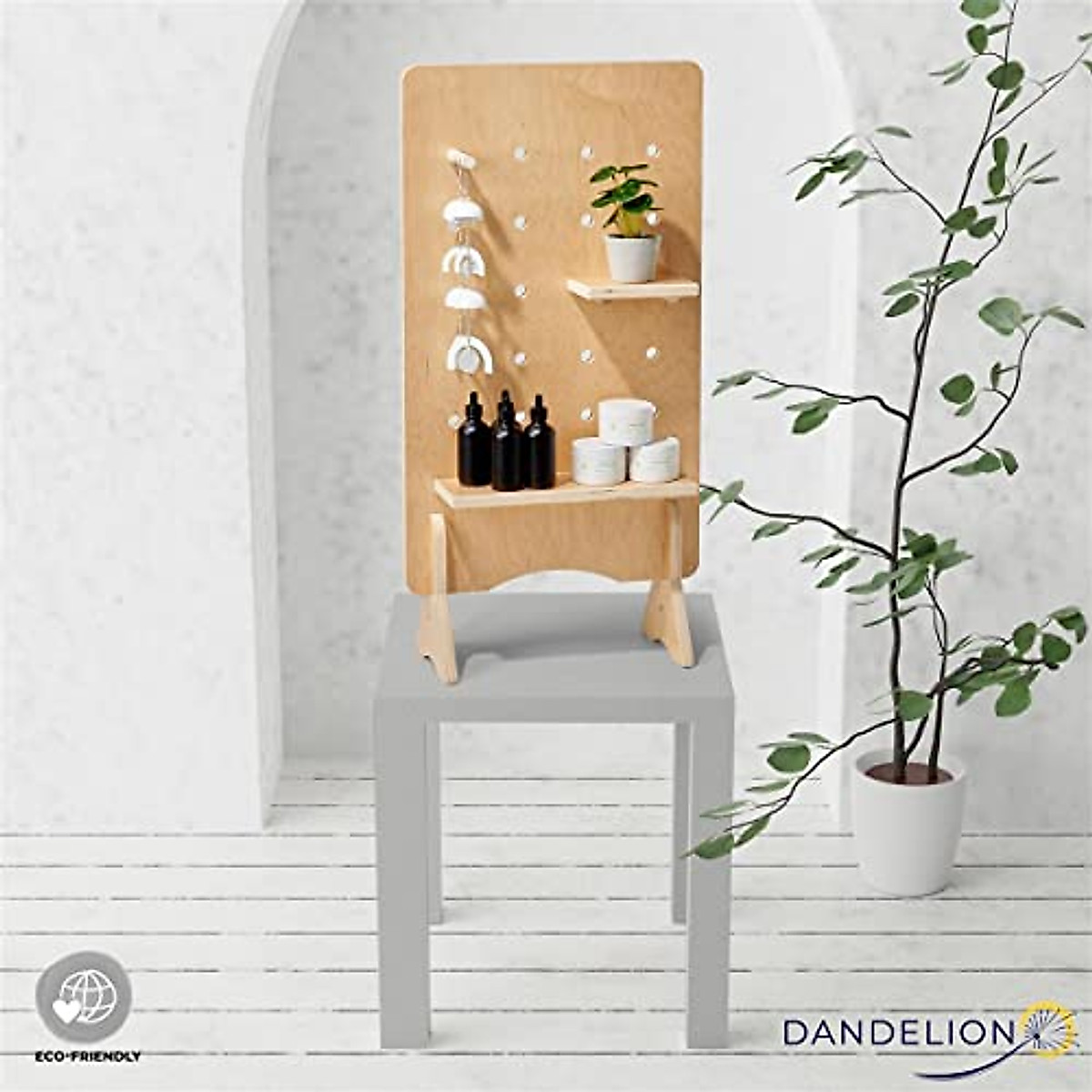 Dandelion 18 x 35 Pegboard Shelving Display, Countertop, Collapsible Design - Natural (DBMPBSM)