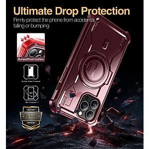 Dexnor Magnetic Case for iPhone 13 Pro Max, Compatible with MagSafe, [Built in Screen Protector and Kickstand] Full-Body Heavy Duty Case Protective Cover for iPhone 13 Pro Max 6.7 Inch, Red
