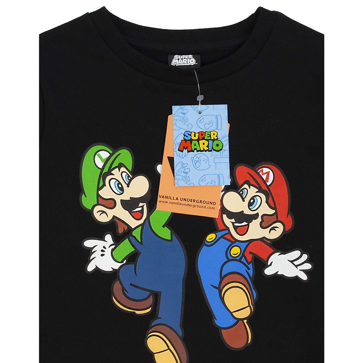 Super Mario Sweatshirt Luigi Character Gamers Black Long Sleeve Kids Boys Jumper 7-8 Years