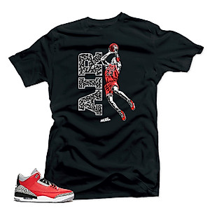 Shirt to Match Jordan Retro 3" Red Cement 2020 Sneaker Tees (Jordan Retro 3 Red Cement Match Shirts- Jordan Retro 3 Red Cement Match Shirts- AIR (Black), M)