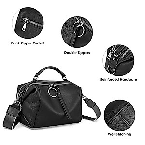 Kattee Genuine Leather Handbag Purse for Women Fashion Ladies Designer Shoulder Bag Mini Size Adjustable Straps