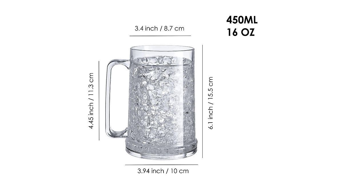 Auhafaly Double Wall Freezer Mug Set of 4 - Keeps Drinks Cold