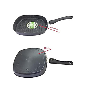 Non-Stick Grill Pan Square Aluminum Grill pan Cookware Gas Stove Perfect for Meat Steak Fish Vegetables for Grilling Frying Sautéing Steak Bacon Pan Griddle