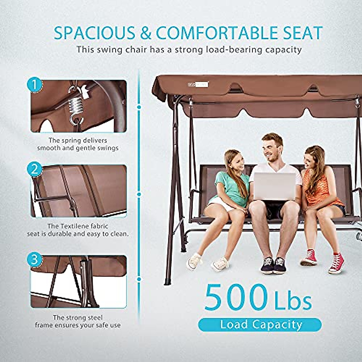 VIVOHOME 16ft Inflatable Blow up Mega Movie Projector Screen with 3-Seater Outdoor Adjustable Canopy Swing Chair