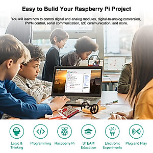 ELECROW Sensor Kit for Raspberry Pi, Programming Learning Kit, Electronics and Coding Kit for Raspberry Pi Beginners