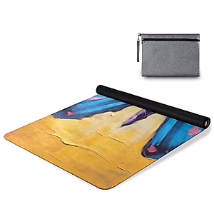 GOODOLD Colorful Butterfly Yoga Mat, 71 x 26 Inch Non-slip Yoga Mats Folding Travel Exercise Mat Indoor Outdoor Gym Pilates with Storage Bag for Women Men