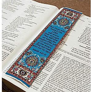Christian Bookmark, They Will Soar On Wings Like an Eagle, Woven Mini Carpet Bookmark
