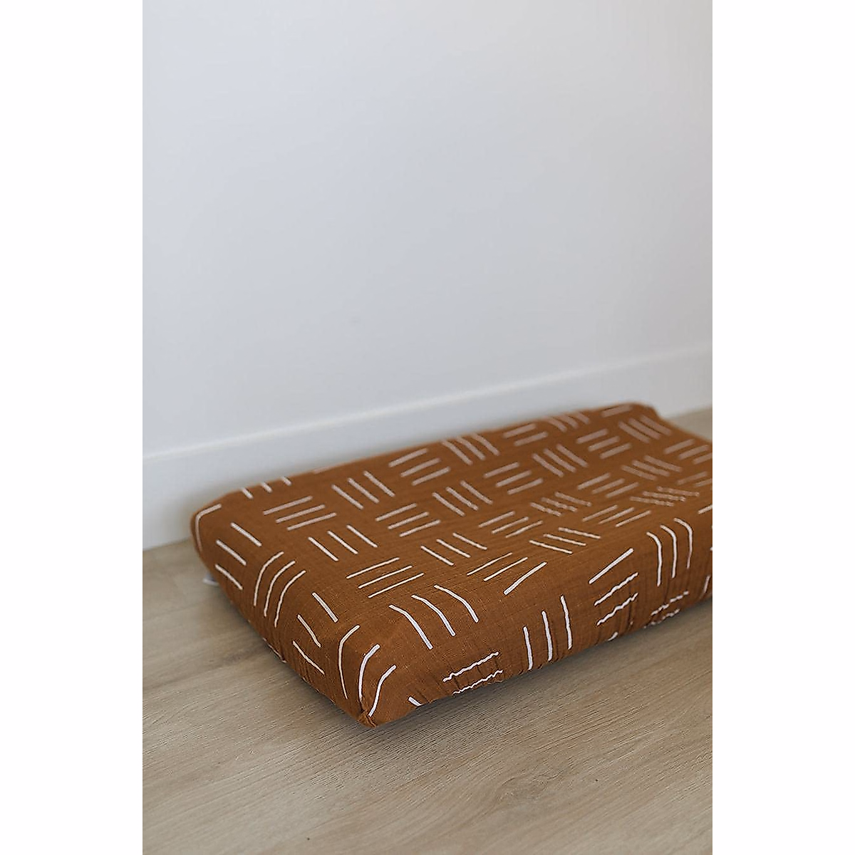Mebie Baby Changing Pad Cover, Mustard Mudcloth, 100% Muslin Cotton Changing Table Pad Cover for Baby Boy and Girl, Designer Nursery Decor Covers, Diaper Changing Pad Cover for Changing Station