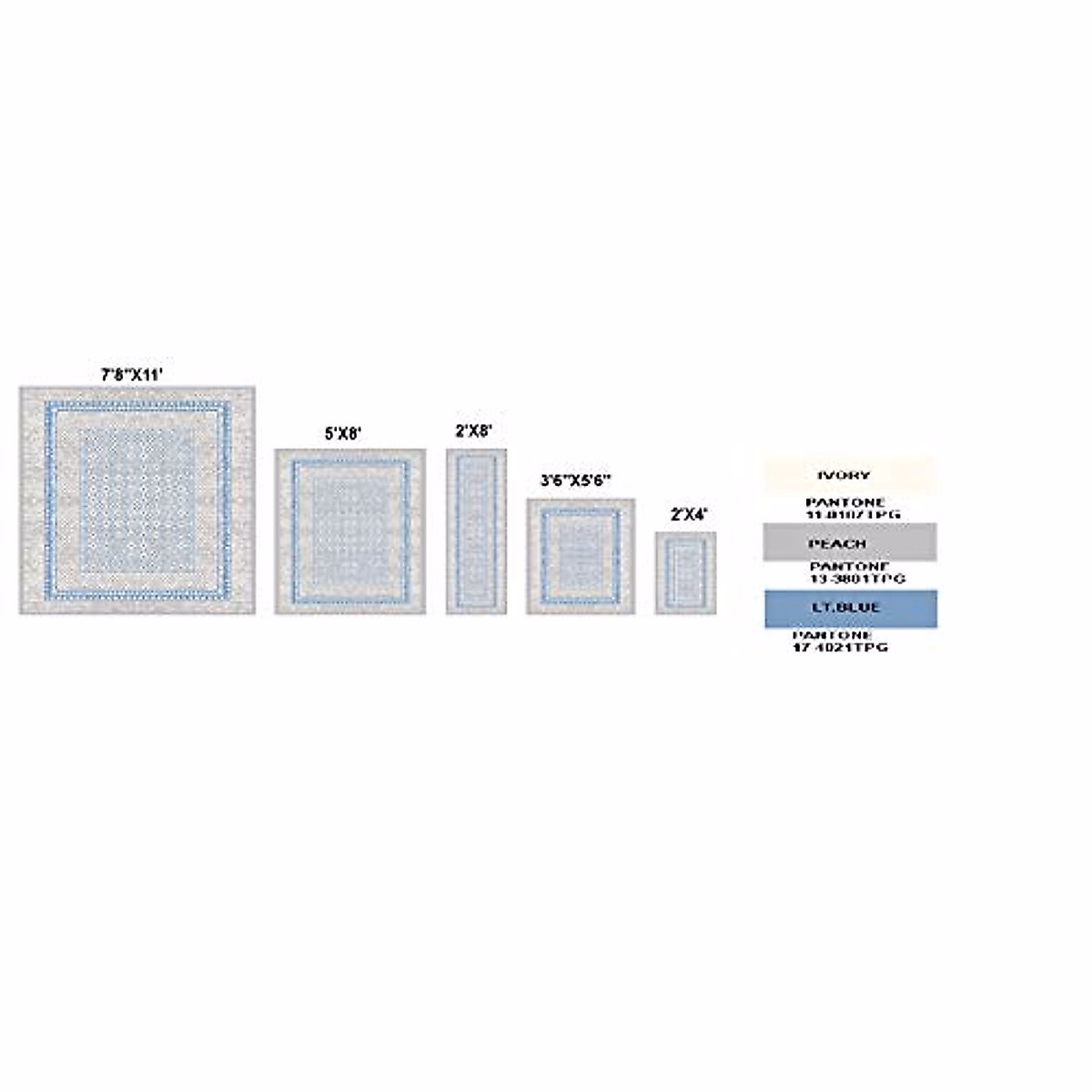 Furnish my Place Bordered Transitional Rug - 7 ft. 8 in. x 11 ft, Light Blue, Accent Rug with Geometric Pattern