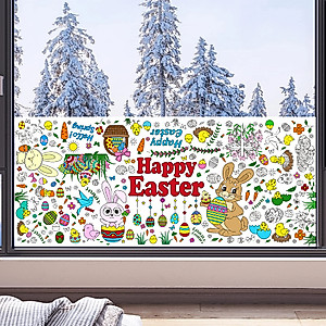 OHOME Easter Giant Coloring Poster/Tablecloth - Easter Crafts for Kids - 30 x 72 Inches Jumbo Coloring Banner - Easter Games Gifts Toys for Basket,Easter Activities Treats Party Decorations