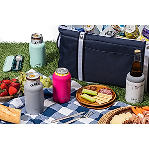 Ello Stainless Steel Can Koozie | Inuslated Can Cooler Keeps 12oz, 16oz, Slim Cans, and Glass Bottles Cold | Metal Drink Holder Perfect for Beer, Soda, and Hard Seltzer, Tulip