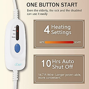 Electric Heated Blanket,4 Heating Levels & 10 Hours Shut-Auto Off Soft Flannel Heating Blanket Throw Twin Size 62" x84“ Warming Blanket ETL Certification for Home Couch Bed Sofa Use