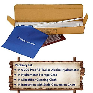 Circrane 0-200 Proof & Tralle Alcohol Hydrometer, Accurate Tester for Liquor, Distilling Moonshine Alcoholmeter