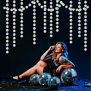 Iridescent Disco-Holographic Party-Decorations Garland Streamers - 52Ft Birthday Bachelorette Hanging Banner Decor,Engagement Valentines Dance Classroom Glitter New Years Christmas Backdrop Huglony