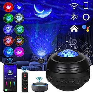 Galaxy Projector Star Projector, Night Light Projector Work with Alexa/Echo/Google, with Timer/Remote/Bluetooth Speaker for Kids Adults Gaming Room, Home Theater, Bedroom, Room Decor