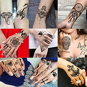 COKTAK 59 Sheets Sexy 3D Rose Flower Temporary Tattoos For Women Girls Arm Neck, Snake Floral Sunflower Leaf Peony Fake Tattoo Sticker Adult, Black Realistic Temp Tatoos Moon Dandelion Butterfly Thigh