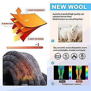 Hylaea Snow Ski Snowboarding Socks for Men & Women, Cold Weather Winter Warm Socks Thermal Knee-high, Merino Wool Hunting Outdoor Sports OTC Gray Blue Large