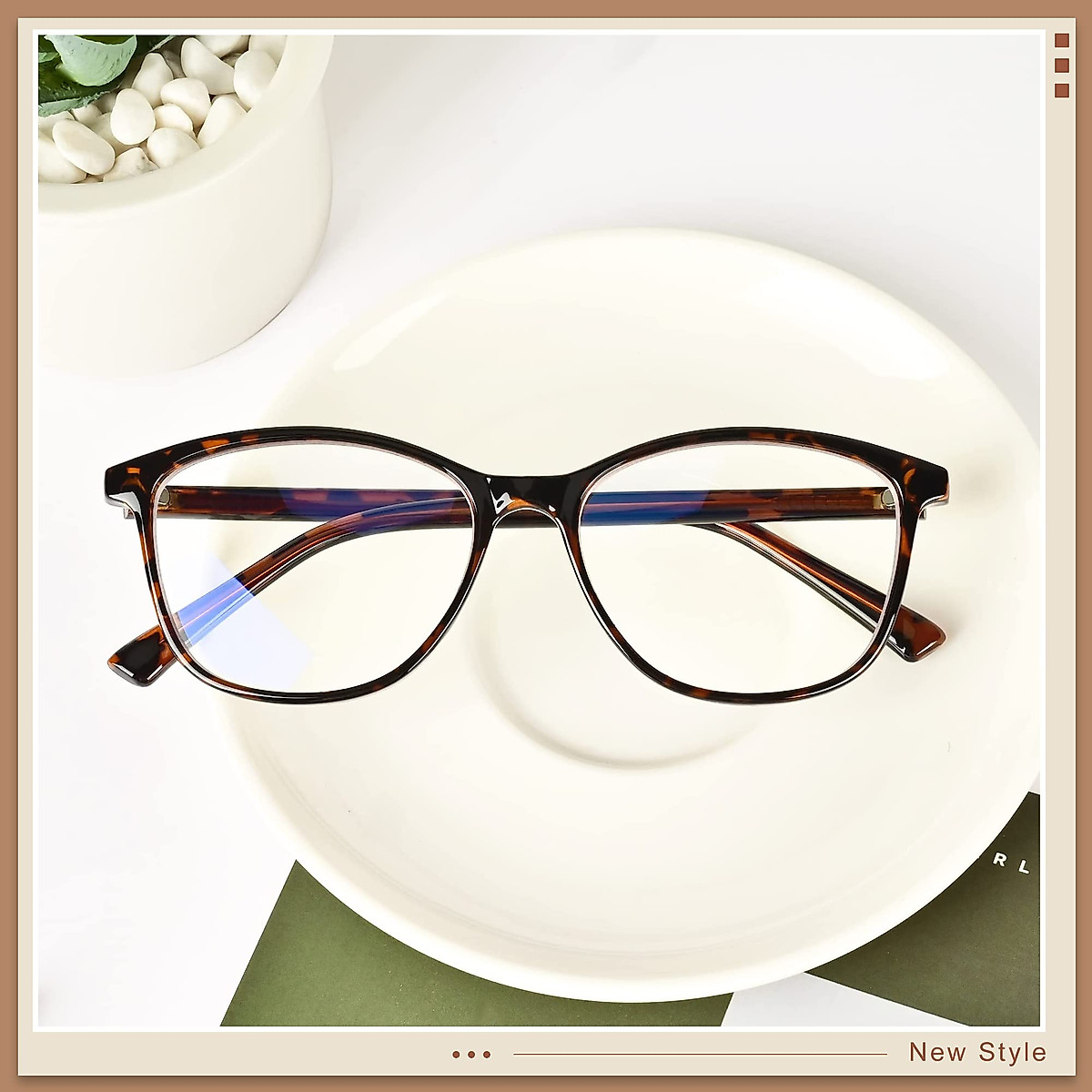 Madison Avenue Blue Light Blocking Glasses Anti Eyestrain UV Glare Blue Light Glasses for Women TV Phone Computer Gaming Eyeglasses (Demi)