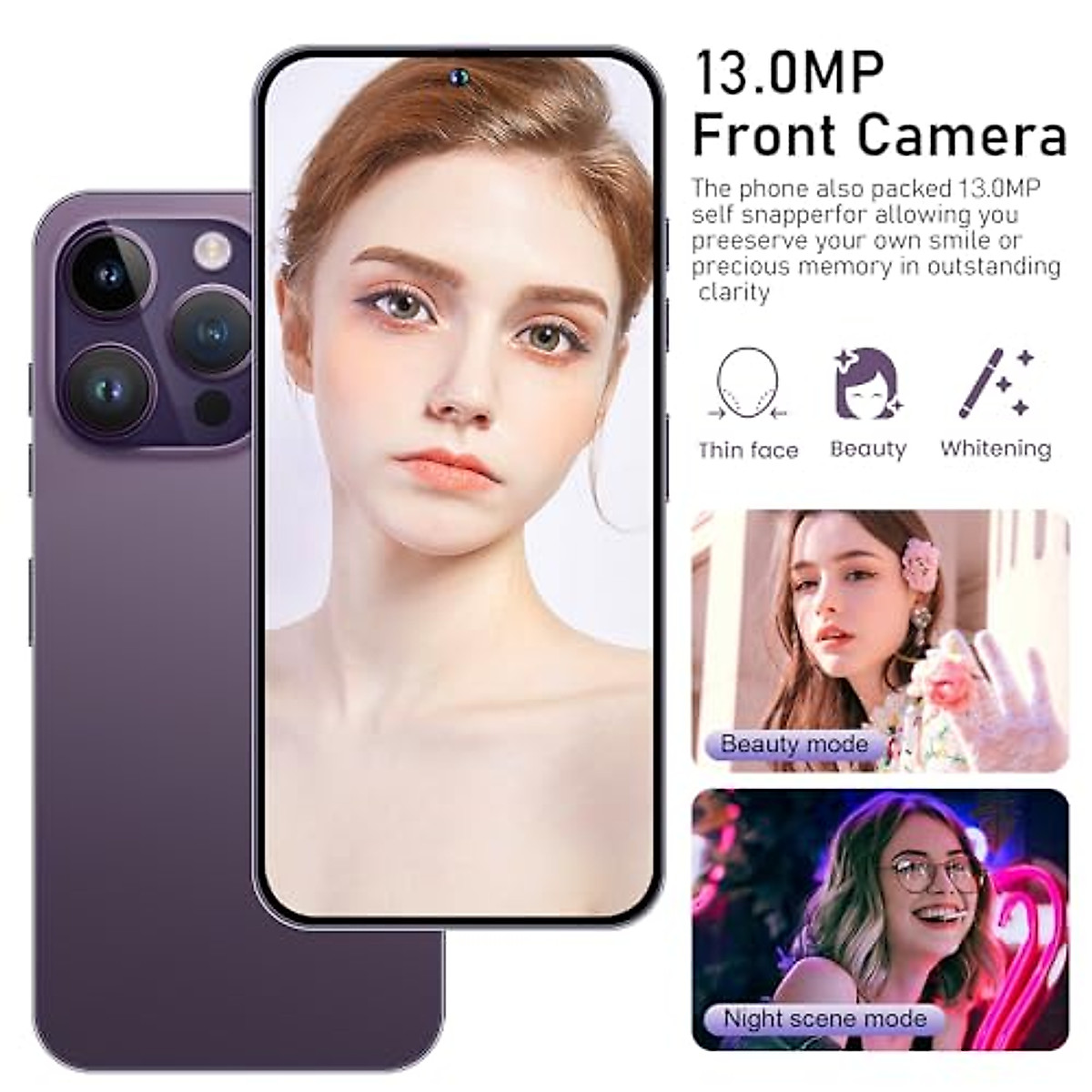 xixaomiro i14Pro Max 5G Cell Phone, Unlocked Android Smartphone, 8GB+512GB, 6.8'' FHD Display Screen, 13MP+48MP Camera, 6000mAh Battery, Dual Sim Card,1TB Expandable Storage (Black)