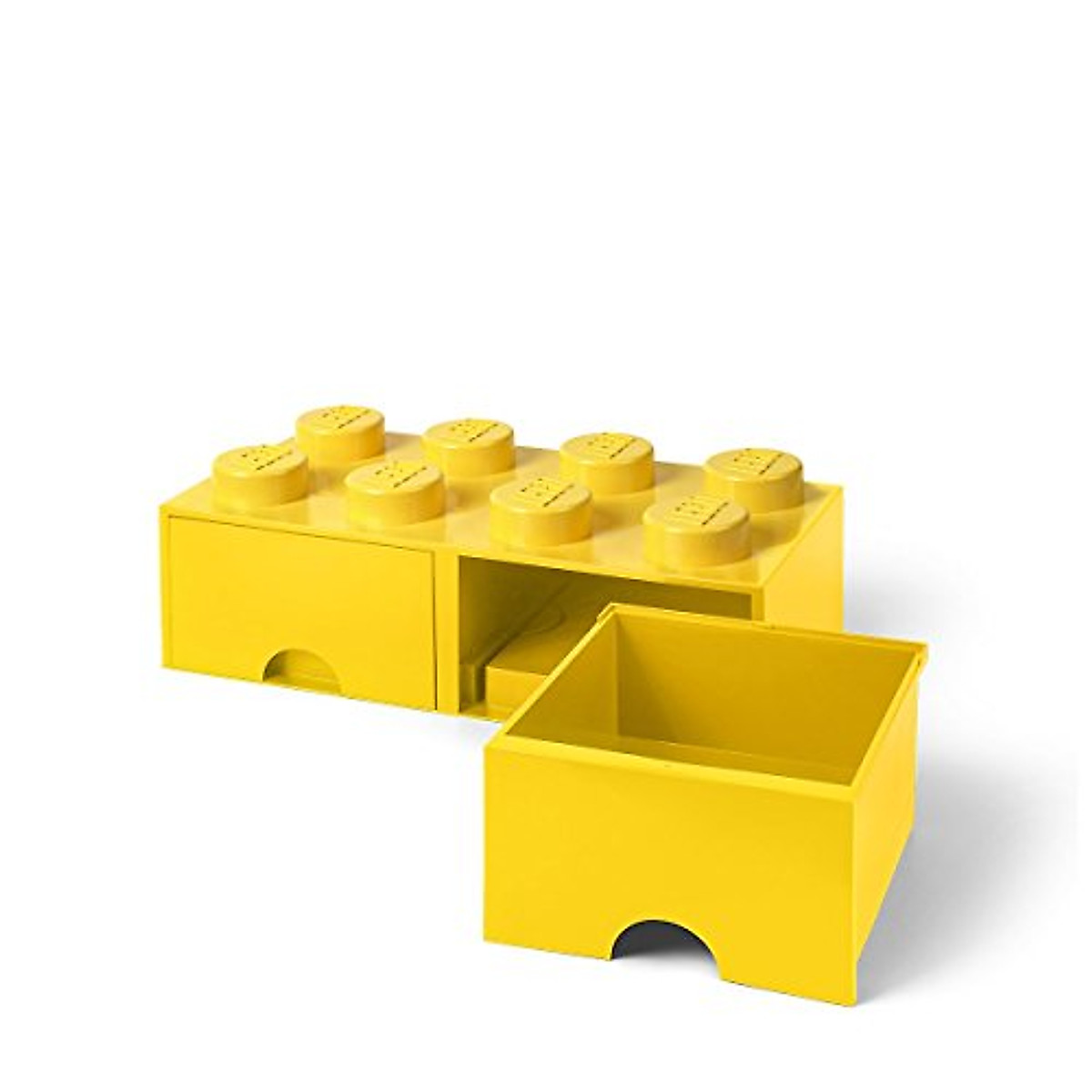 LEGO Brick Drawer, 8 Knobs, 2 Drawers, Stackable Storage Box, Bright Yellow