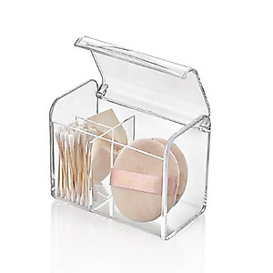 ulafbwur Cotton Swab Organizer Transparent Swab Box 3-grid Acrylic Cotton Swab Holder with Lid Neat Dustproof Storage Solution for Q-tips Jewelry Transparent