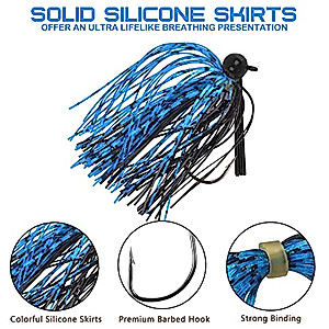 Swim Jig Football Jig for Bass Fishing,Weedless Swim Jig Heads for Bass Fishing Flipping Jig with Weed Guard Silicone Skirt Fishing Lures for Crappie Bass Trout