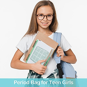 Desing Wish Sanitary Pad Storage Bag Portable Period Bag for Teen Pads/Sanitary Napkins/Small Tampons, Sanitary Napkin Storage Bag First Period Gifts for Teen Girls (Green Plaid)