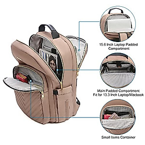 LOVEVOOK Laptop Backpack for Women 17.3 inch,Cute Womens Travel Backpack Purse,Professional Laptop Computer Bag,Waterproof Work Business College Teacher Bags Carry on Backpack with USB Port,Brown