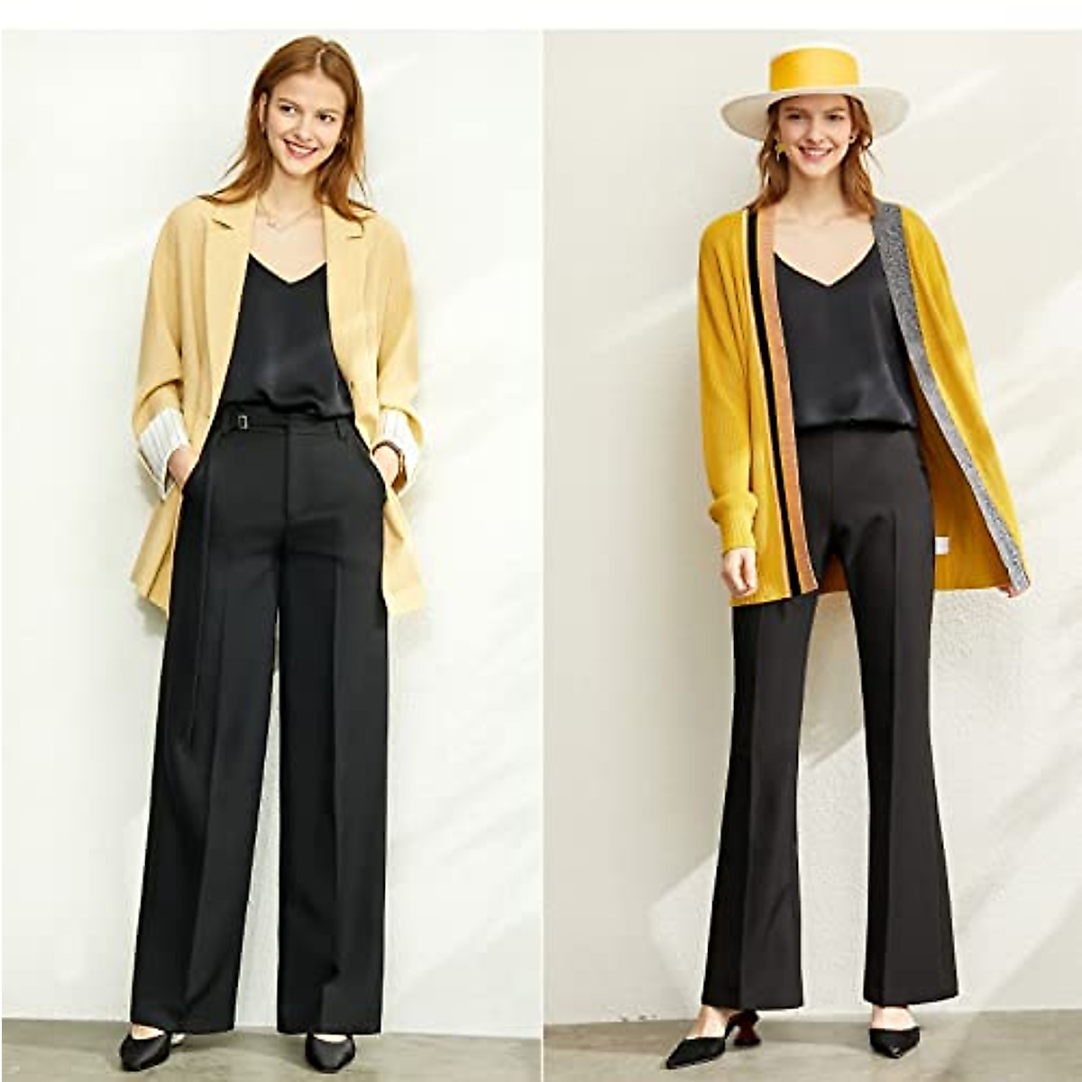 Ekouaer Women's Silk Satin Tank Tops Deep V Neck Stretch Camisole Tops Summer Sleeveless Shirts Blouses